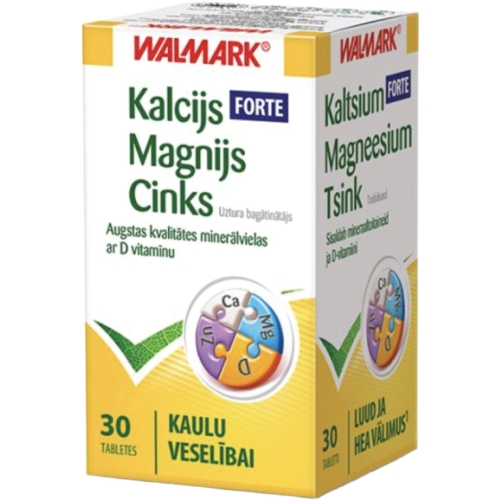 WALMARK Forte kalcijs-magnijs-cinks tabletes, 30 gab